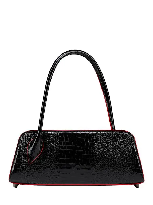 CHRISTIAN LOUBOUTIN Eloise Croc-embossed Leather Shoulder Bag - Black