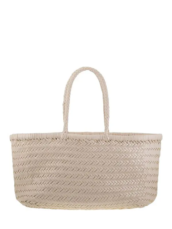 Dragon Diffusion Bamboo Triple Jump Big Woven Leather Bag - Beige