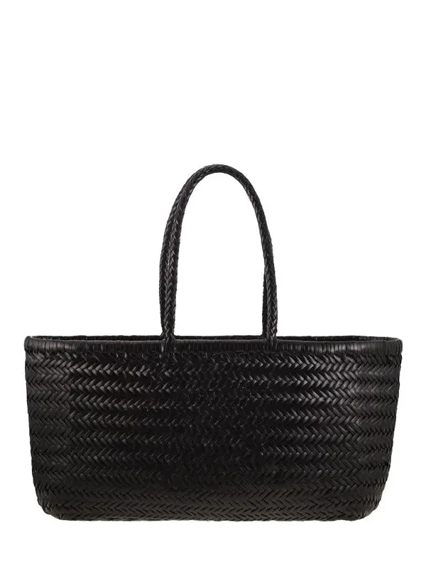 Dragon Diffusion Bamboo Triple Jump Big Woven Leather Bag - Black