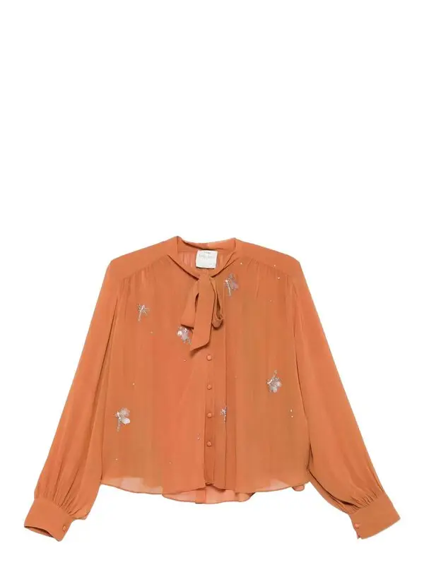 FORTE_FORTE Crystal-embellished Shirt - Brown