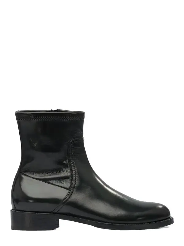 MARETTO Leather Zip Ankle Boots - Black