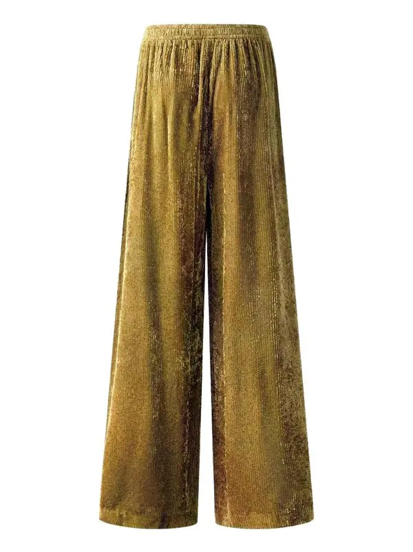 Shanghai Tang Velvet Wide-leg Trousers - Gold