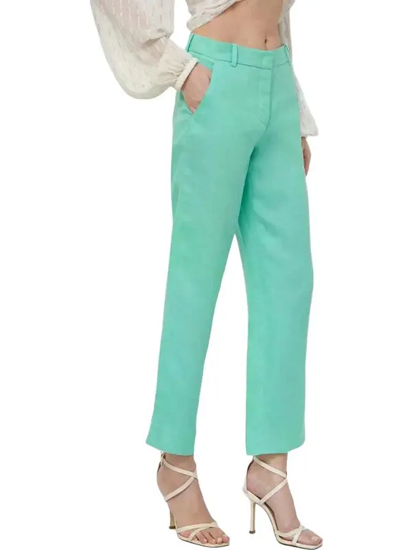 Luisa Spagnoli Pocket-detail Linen Trousers - Green