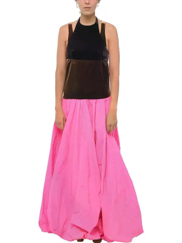 Valentino Garavani Velvet-paneled Maxi Dress - Pink