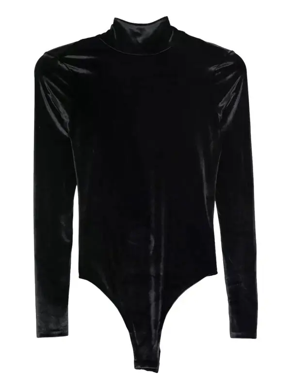 MUGLER High-neck Velvet Bodysuit - Black
