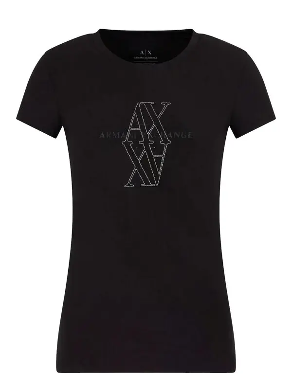Armani Exchange Logo-embroidered T-shirt - Black