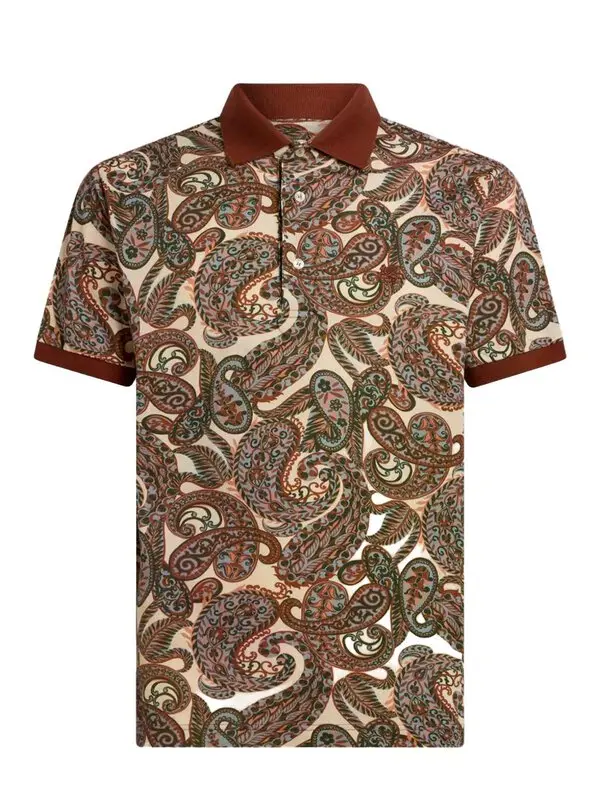 Etro Paisley-print Polo Shirt - Brown