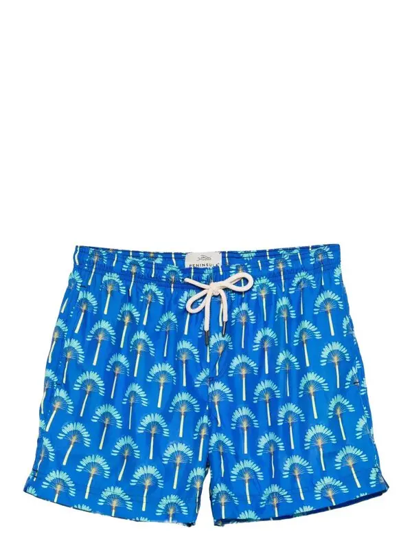 PENINSULA SWIMWEAR Palm-tree Print Swim Shorts - Blue