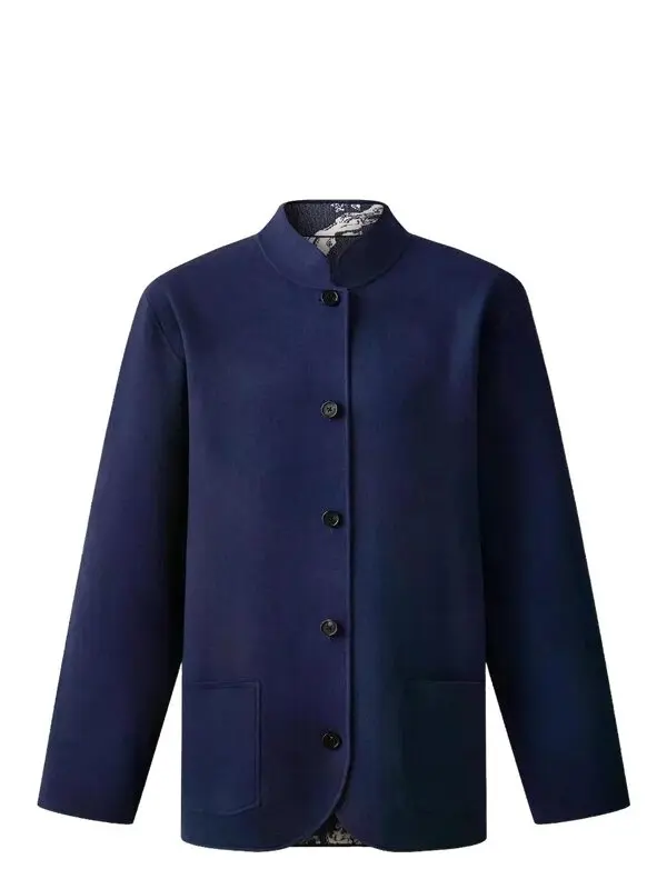 Shanghai Tang Jacquard Reversible Jacket - Blue