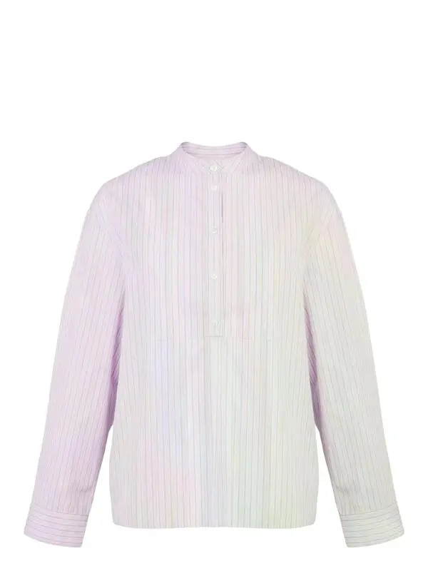 YVES SALOMON Striped Cotton Poplin Blouse - Pink
