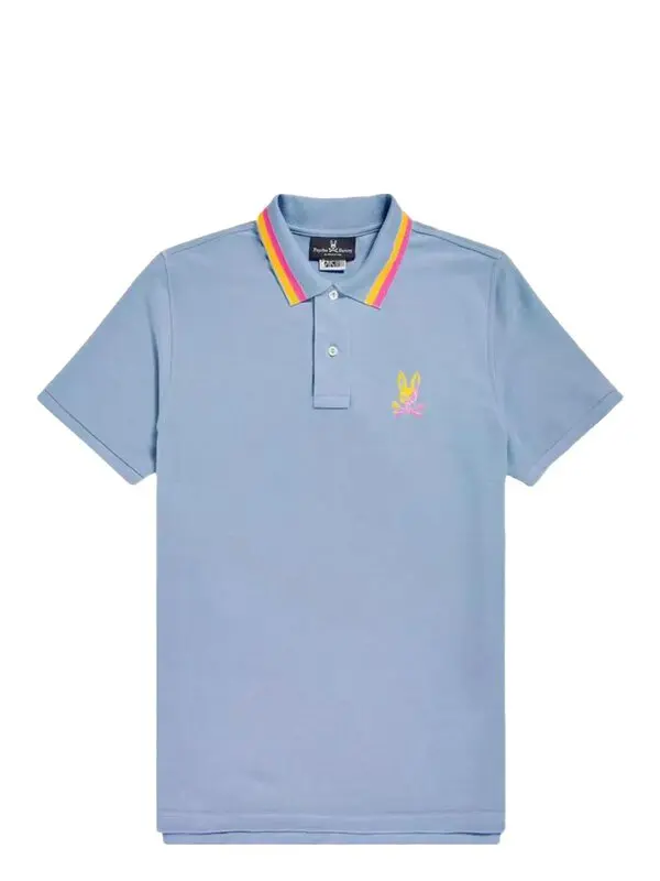 Psycho Bunny Surrey Tipped-collar Embroidered Polo Shirt - Blue