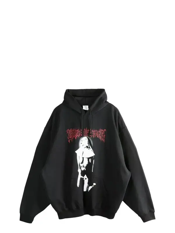 Vetements Printed Cotton Hoodie - Black