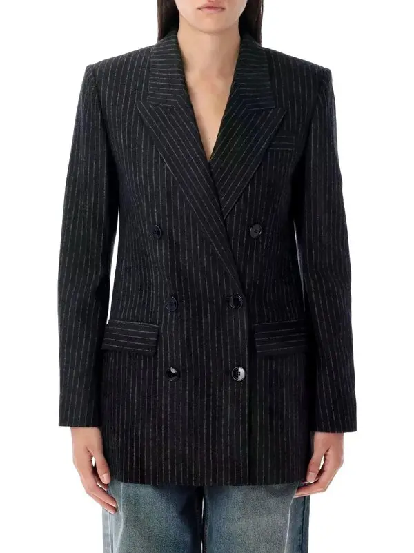 Isabel Marant Jevima Pinstriped Blazer - Grey