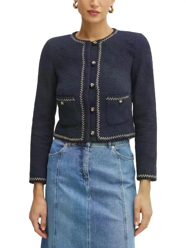 Luisa Spagnoli Embellished Tweed Jacket - Blue