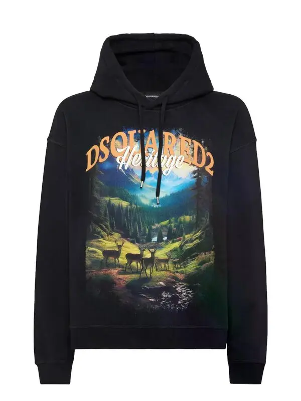 Dsquared2 Printed Hoodie - Black
