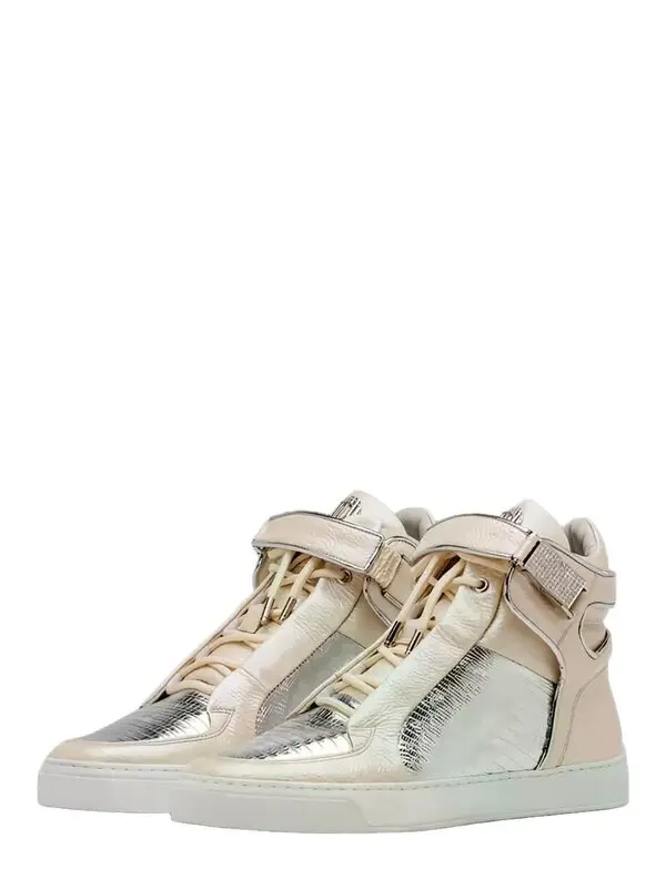 LEANDRO LOPES Mosh Diamond-embellished High-top Sneakers - Neutrals