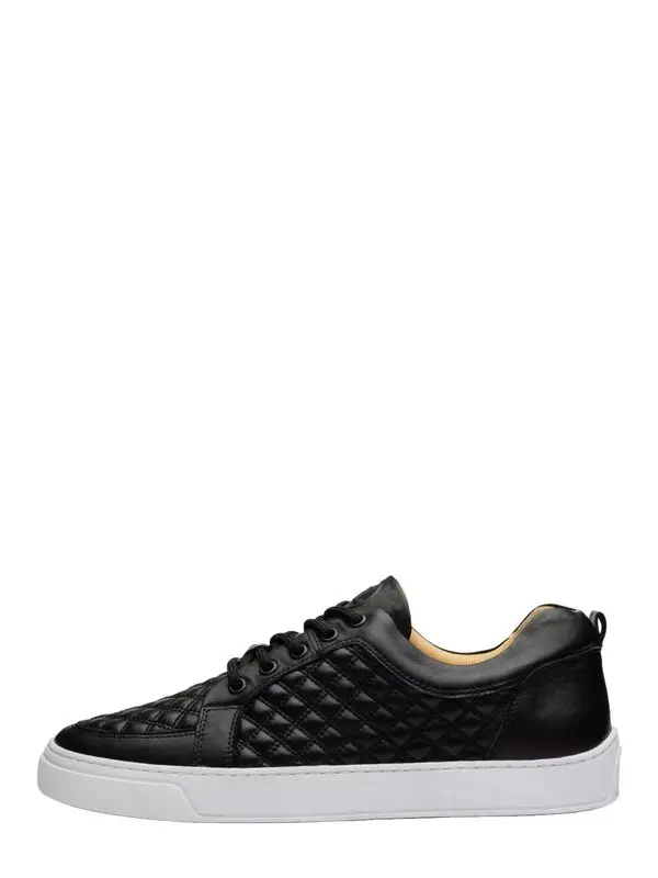 LEANDRO LOPES Ezio Quilted-pattern Leather Sneakers - Black