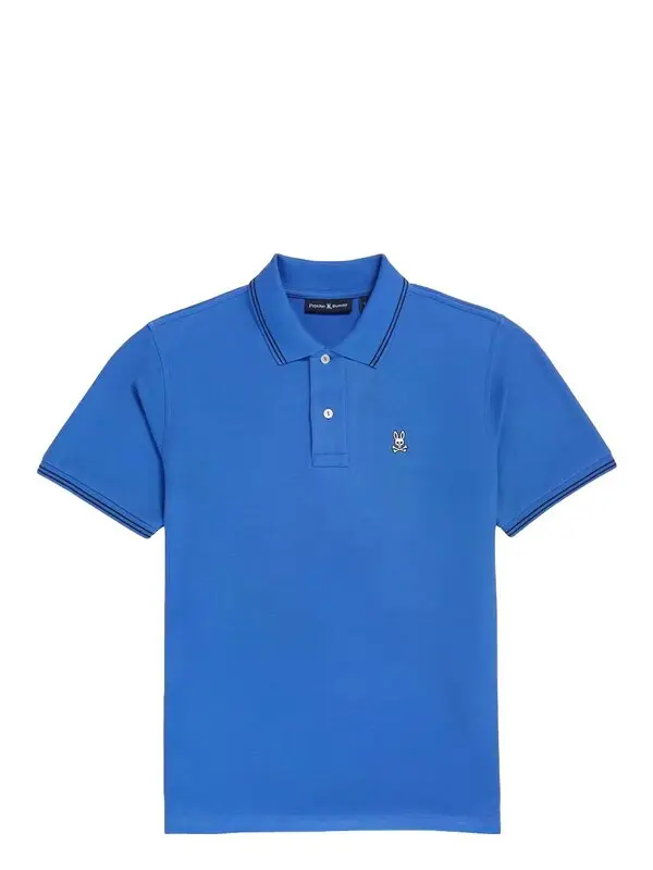 Psycho Bunny Logan Logo-embroidered Tipped Polo Shirt - Blue