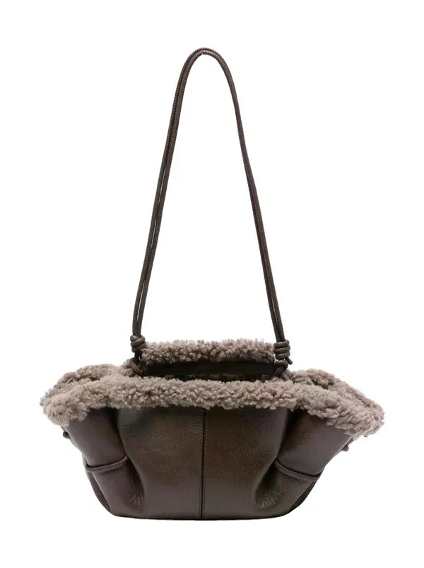 Hereu Leather Shearling Tote - Brown