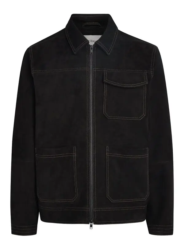 Oliver Spencer Suede Hardwick Jacket - Black