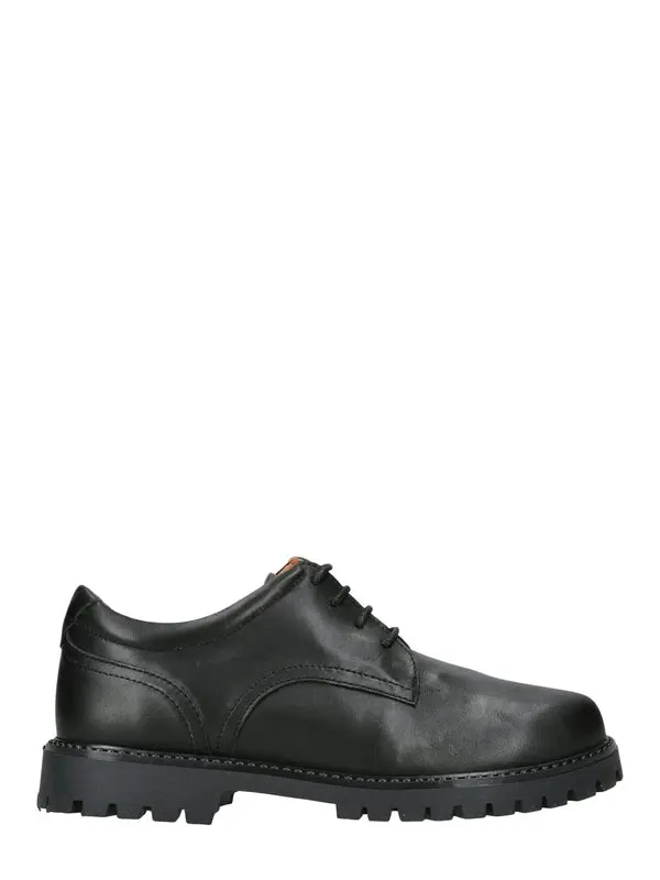 PAPOUELLI Leather Lace-up School Shoes - Black