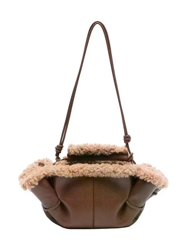 Hereu Leather Shearling Tote Bag - Brown