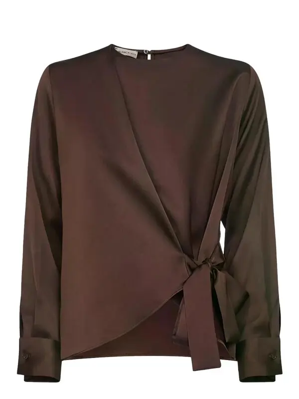 BLANCA VITA Wrap-front Asymmetric Top - Brown