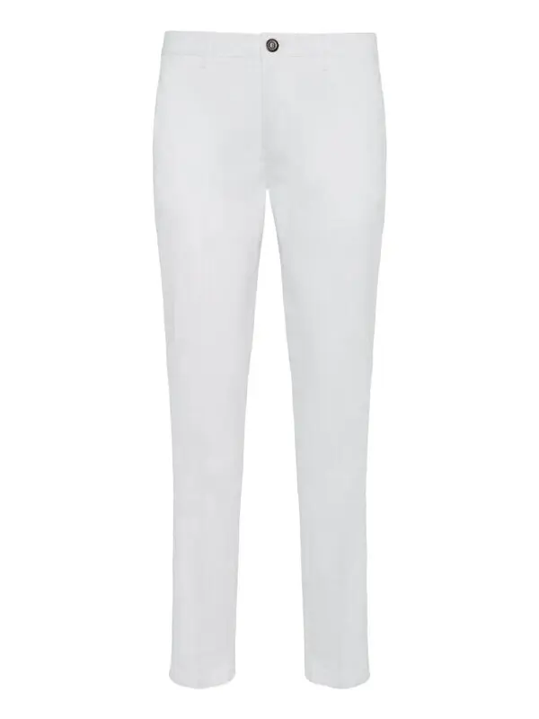 Boggi Milano Stretch Cotton Gabardine Trousers - White
