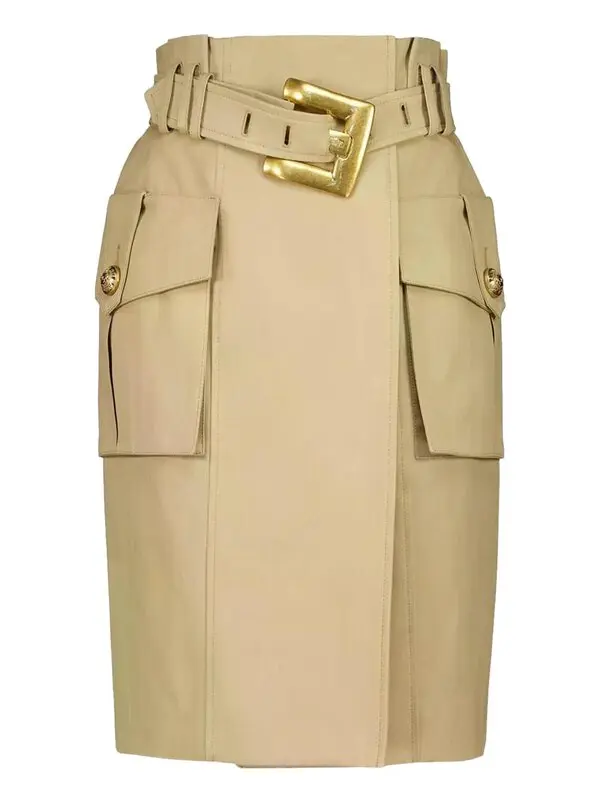 Balmain High-waisted Belted Skirt - Neutrals