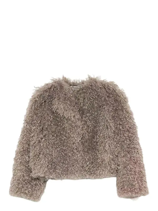 Tagliatore Teddy-textured Cropped Jacket - Neutrals