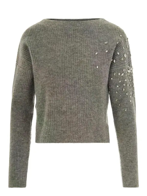 Liu Jo Embellished Ribbed Sweater - Grey
