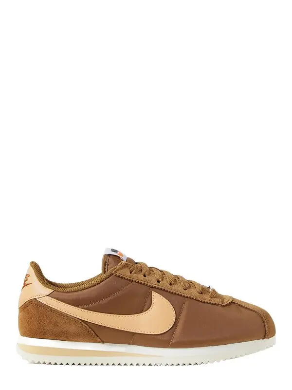 Nike Cortez Suede And Leather-trimmed Shell Sneakers - Brown