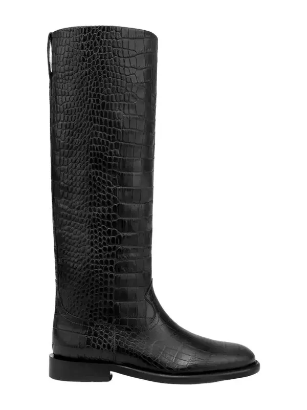 Paris Texas 20mm Montana Croco-embossed Leather Boots - Black