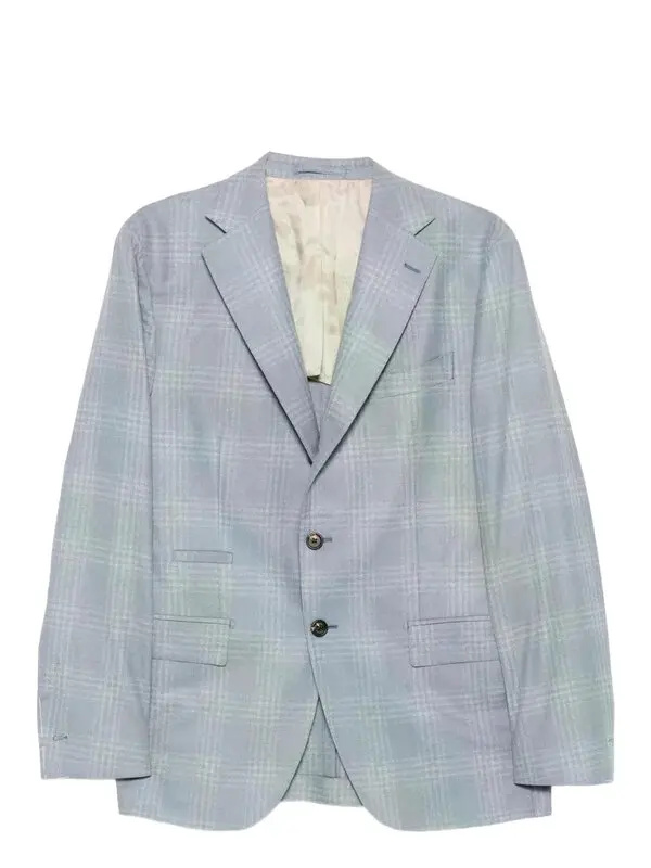 Eleventy Checked Single-breasted Blazer - Blue