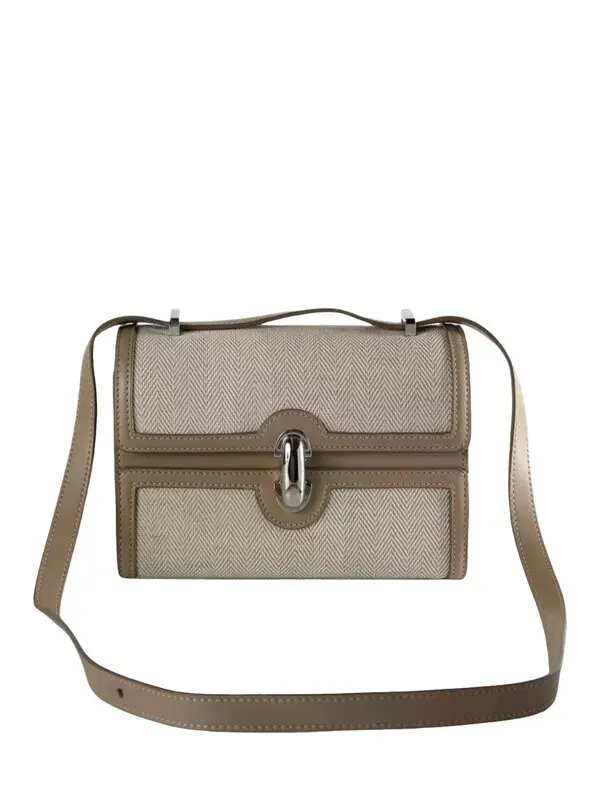 Savette Herringbone Pattern Flap Cross Body Bag - Neutrals