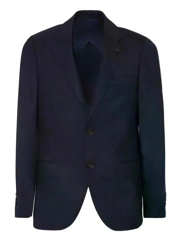 LARDINI Single-breasted Brooch Detail Blazer - Blue