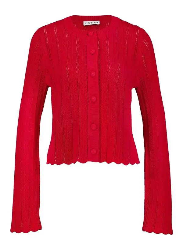 Altuzarra Mariette Buttoned Open-knit Cardigan - Red