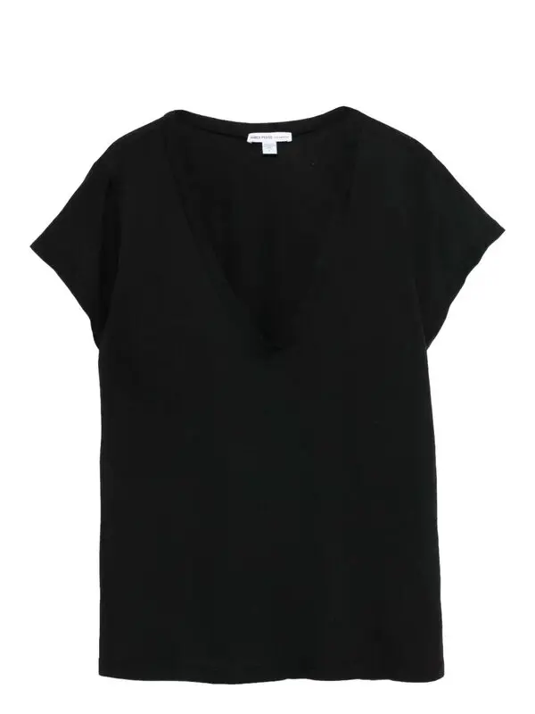 JAMES PERSE V-neck Raw-edge T-shirt - Black