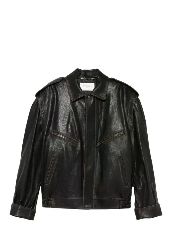 Saint Laurent Leather Zip-fastening Jacket - Brown