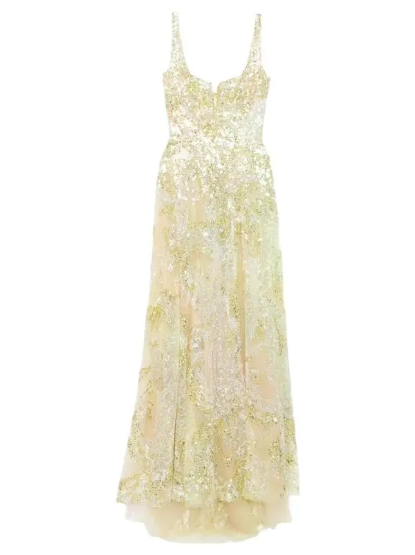 SAIID KOBEISY Embroidered Long Dress - Yellow