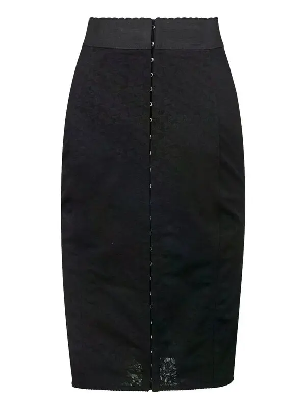 Dolce & Gabbana Pencil Midi Skirt With Lace Insert - Black