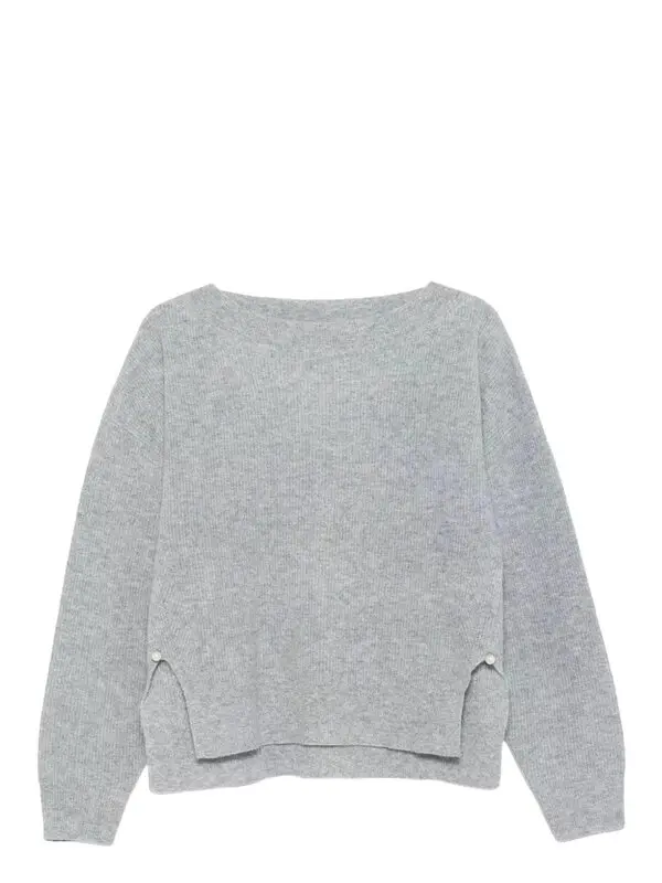Liu Jo Ribbed Pearl-embellished Sweater - Grey