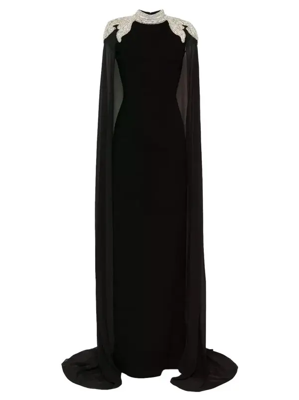 SAIID KOBEISY Embellished Crepe Kaftan Dress - Black