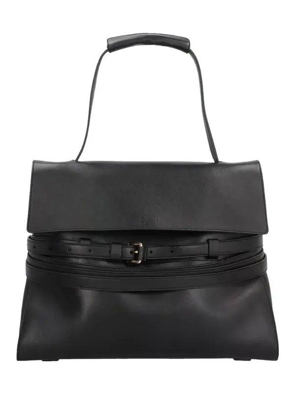 Moschino Belted Leather Tote - Black