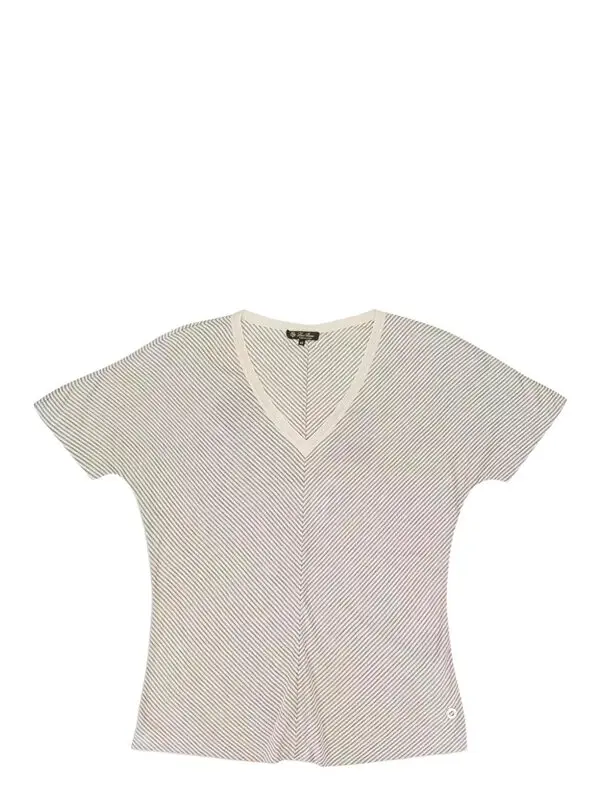 Loro Piana Striped V-neck T-shirt - Grey
