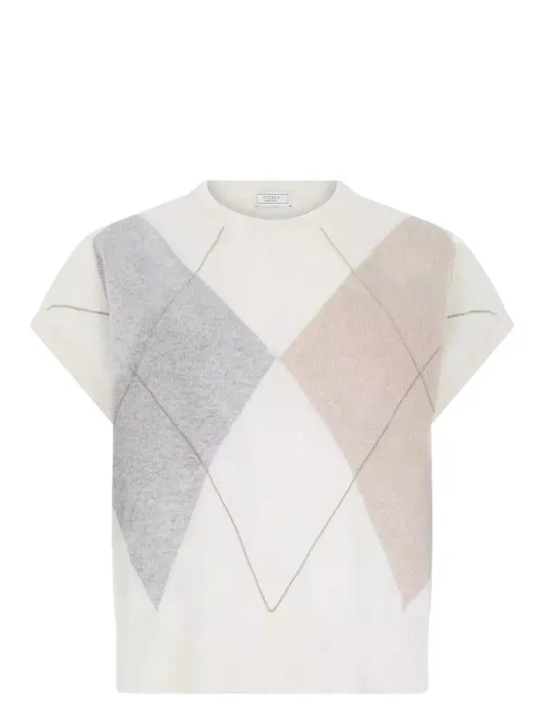 Peserico Diamond-pattern Short-sleeve Top - White