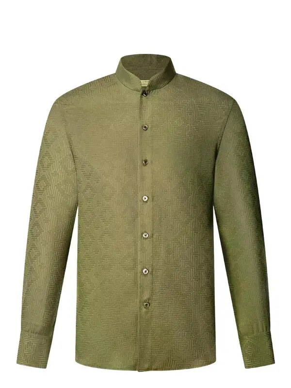 Shanghai Tang Jacquard Long-sleeve Shirt - Green