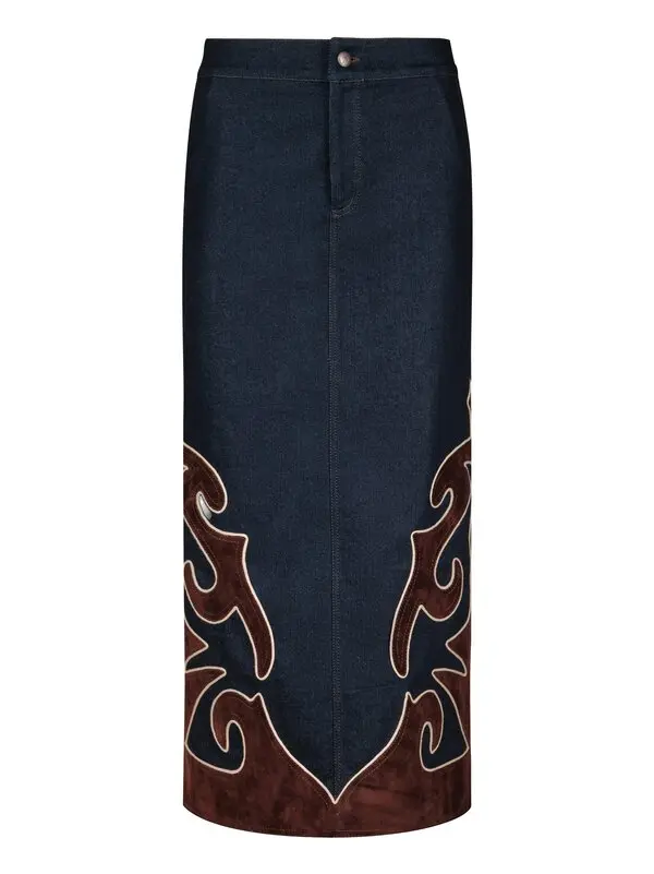 Johanna Ortiz Time On My Side Embroidered Maxi Skirt - Navy