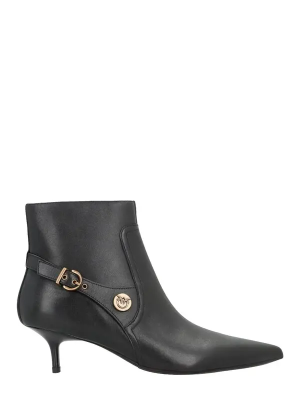 Pinko Buckle-detail Pointed-toe Boots - Black
