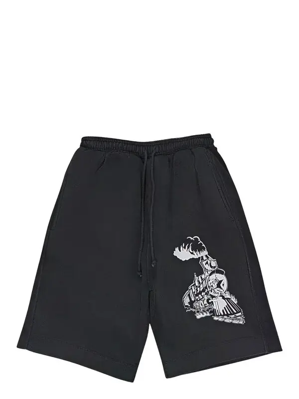 WARREN LOTAS Graphic-print Drawstring Shorts - Black